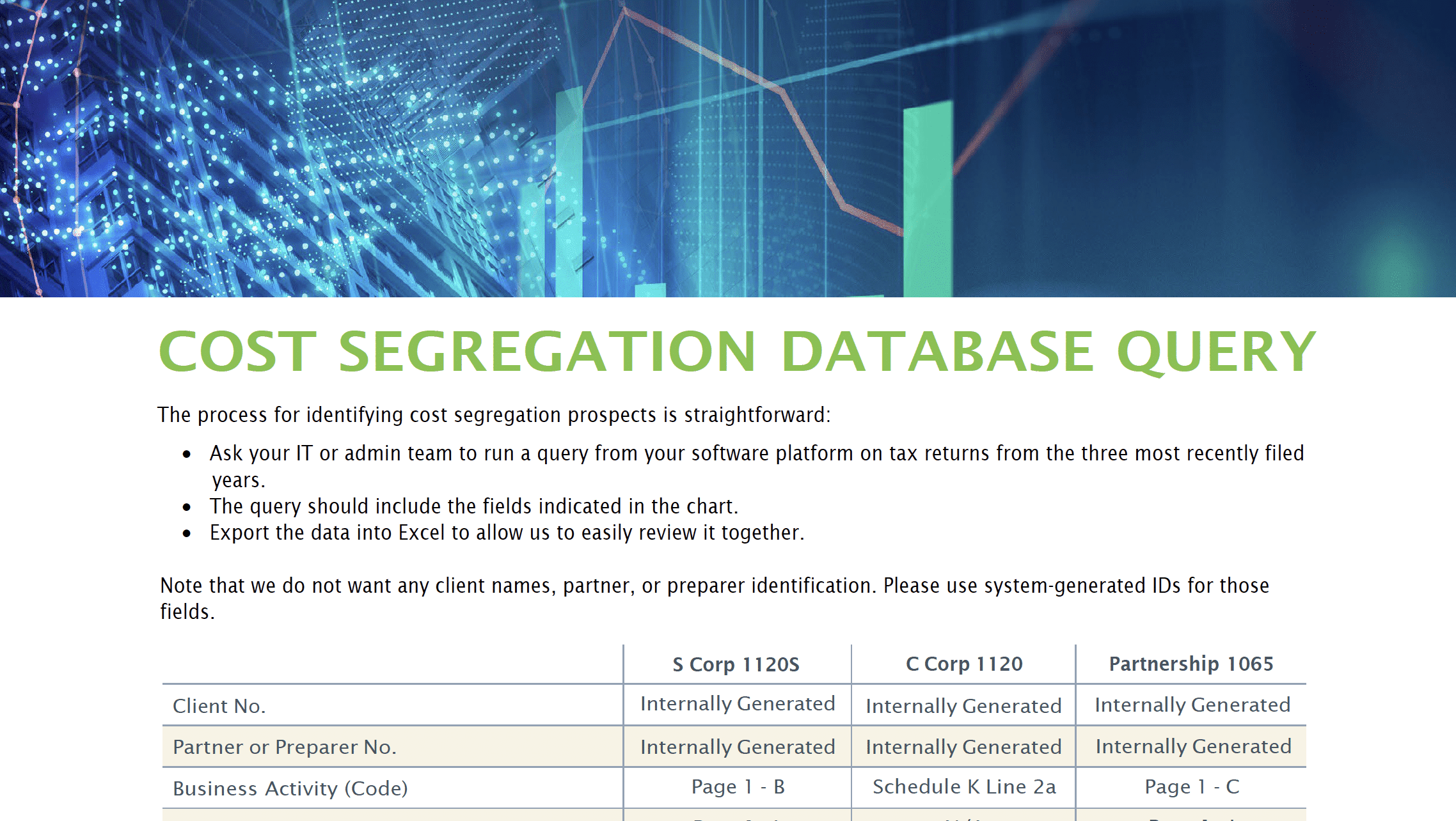 Cost Segregation Database Query - Source Advisors